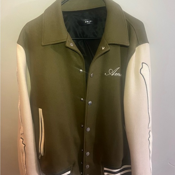 AMIRI | Jackets & Coats | Amiri Bones Varsity Jacket Olive | Poshmark